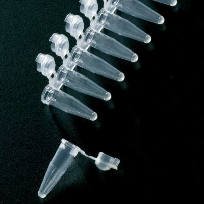 Deltalab 0.2ml 8-Strip Natural Colour PCR Tubes with Flat Caps