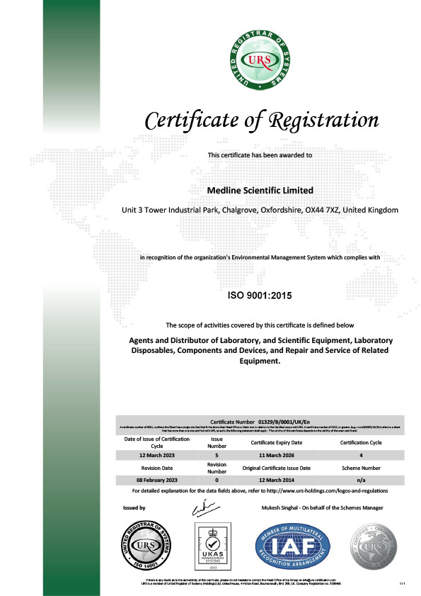 ISO 9001 Certified - Medline Scientific